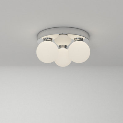 Set of 2 Edit - Chrome Bathroom Ceiling Light with Opal Glass Shades