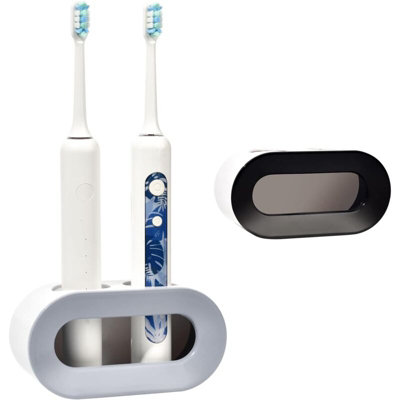 Set Of 2 Electric Toothbrush Holders, Black + Gray, Drainable Wall ...