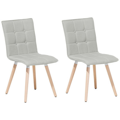 Set of 2 Fabric Dining Chairs Light Grey BROOKLYN | DIY at B&Q
