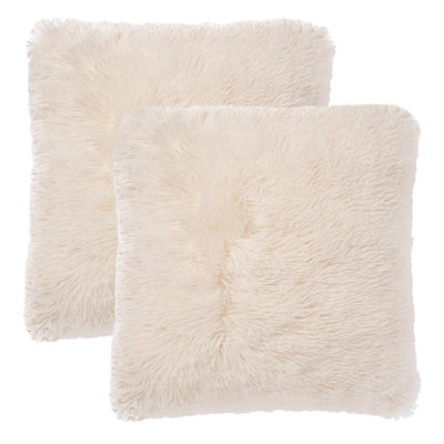 Set of 2 Fluffy Shaggy Square Cushion Covers | DIY at B&Q