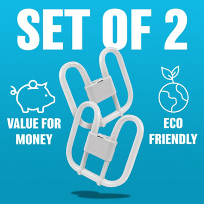 Set Of 2 Fluorescent Light Bulb 2 Pin Energy Saving 16w Slim Compact ...