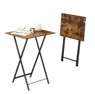 Set of 2 Folding Side Tables - Industrial Tables for Sofa , Laptop, or ...