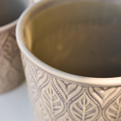 SET OF 2 FOREST LEAF INDOOR FLOWER POT PLANTERS