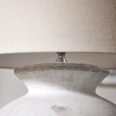 Set of 2 French Country Style Table Lamp with Linen Shade Bedside Table ...