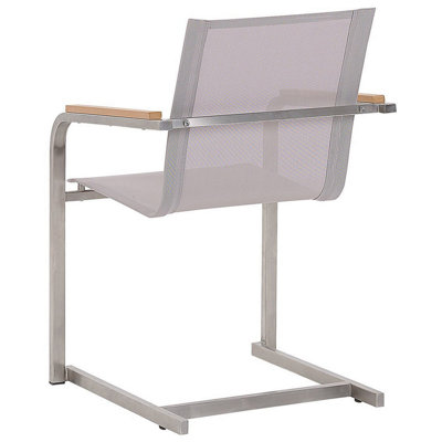 Set of 2 Garden Chairs COSOLETO Stainless Steel Beige