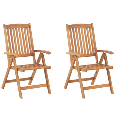 Set of 2 Garden Chairs JAVA Acacia Wood Light Brown