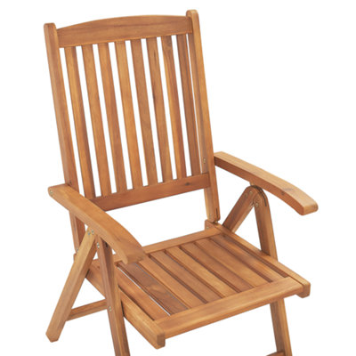 Set of 2 Garden Chairs JAVA Acacia Wood Light Brown