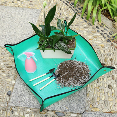 Set of 2 Green Waterproof Square Thickened Plant Repotting Mats 100 x ...