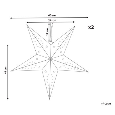 Set of 2 Hanging Decorations LED MOTTI Star 60 cm Red