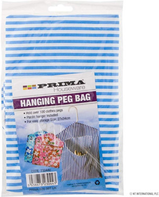Set Of 2 Hanging Fabric Peg Bag Laundry Washing Clothes Line Storage ...