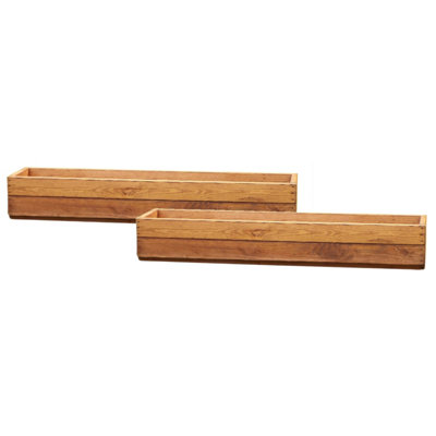 Set of 2 HORTICO™ Wooden Planter, 100cm Long Window Box, Garden Trough ...