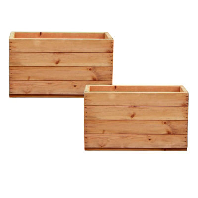 Set of 2 HORTICO™ Wooden Planter, 52cm Long Trough Planter, Made in the ...
