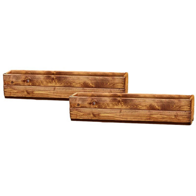 Set of 2 HORTICO™ Wooden Planter, 76cm Long Window Box, Garden Trough ...