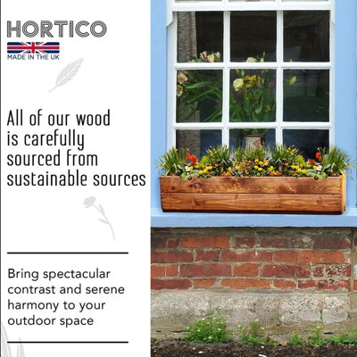 Set of 2 HORTICO™ Wooden Planter, 76cm Long Window Box, Garden Trough ...