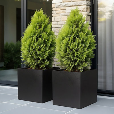 Set of 2 IDEALIST™ 30cm Square Planter, Garden Planters, Black ...