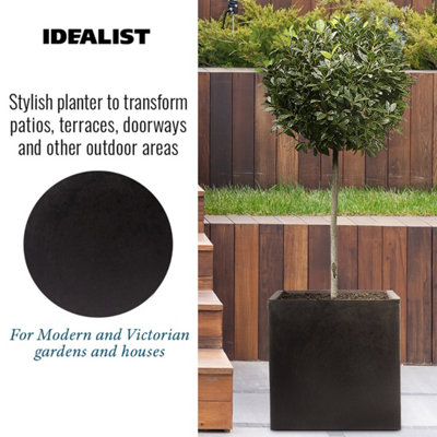 Set of 2 IDEALIST™ 30cm Square Planter, Garden Planters, Black ...