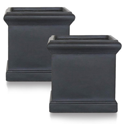Set of 2 IDEALIST™ 35cm Victorian Square Planter, Black Reinforced ...