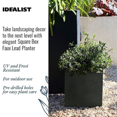 Set of 2 IDEALIST™ 40cm Square Planter, Flower Box Garden Planters ...