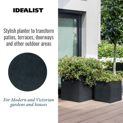 Set of 2 IDEALIST™ 40cm Square Planter, Flower Box Garden Planters ...