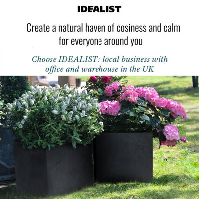 Set of 2 IDEALIST™ 40cm Square Planter, Flower Box Garden Planters ...