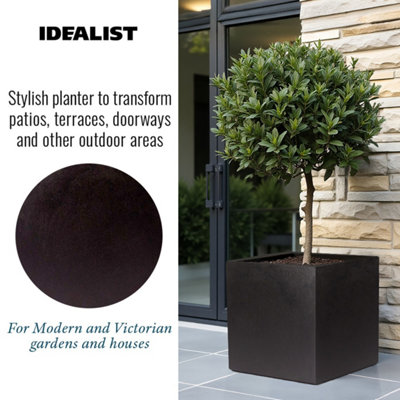 Set of 2 IDEALIST™ 40cm Square Planter, Garden Planters, Black ...