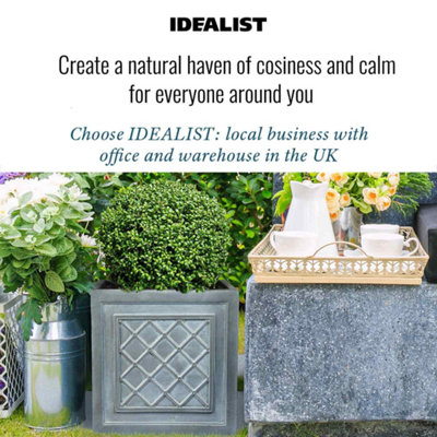Set of 2 IDEALIST™ 45cm Square Planter, Grey Reinforced Stone Lazio ...