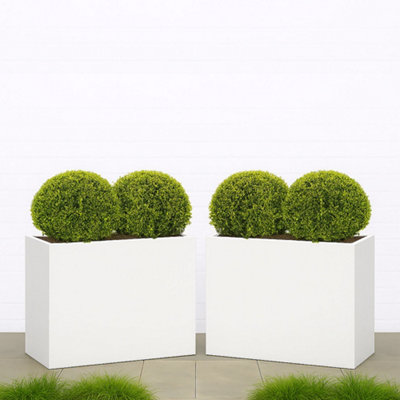 Set of 2 IDEALIST™ 50cm Garden Trough, White Reinforced Stone ...