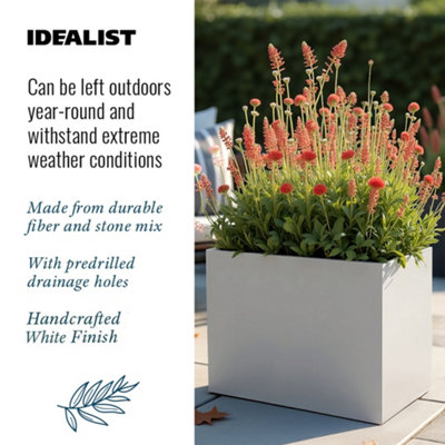 Set of 2 IDEALIST™ 50cm Garden Trough, White Reinforced Stone ...