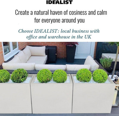 Set of 2 IDEALIST™ 50cm Garden Trough, White Reinforced Stone ...