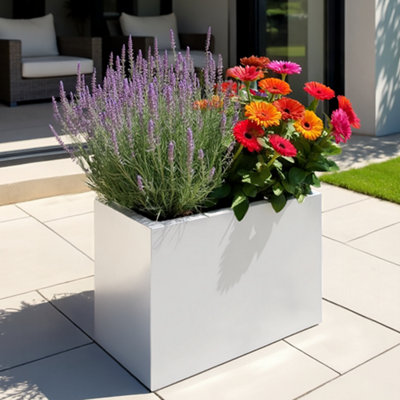 Set of 2 IDEALIST™ 50cm Garden Trough, White Reinforced Stone ...