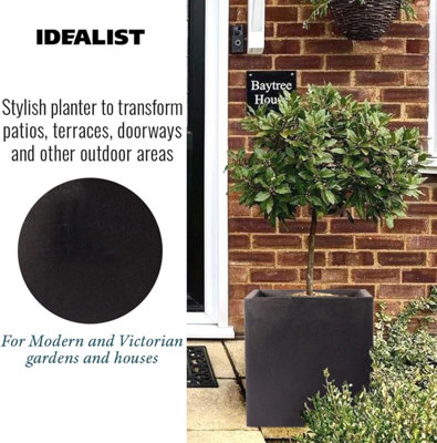 Set of 2 IDEALIST™ 50cm Large Square Planters for Trees, Black ...