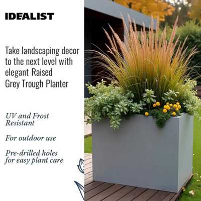 Set of 2 IDEALIST™ 50cm Planter, Grey Reinforced Stone Narrow Garden ...