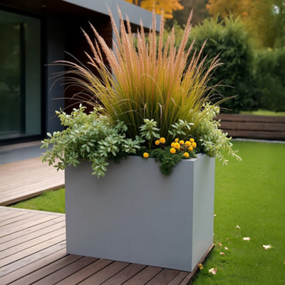Set of 2 IDEALIST™ 50cm Planter, Grey Reinforced Stone Narrow Garden ...
