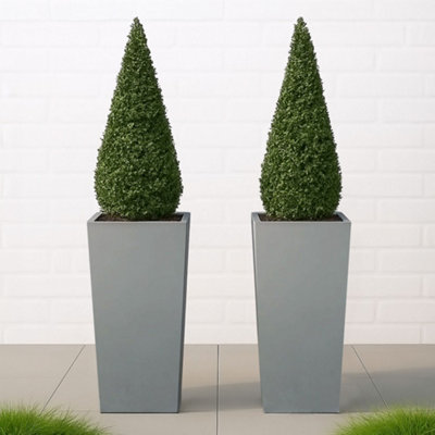 Set of 2 IDEALIST™ 50cm Tall Planter, Grey Reinforced Stone Garden ...