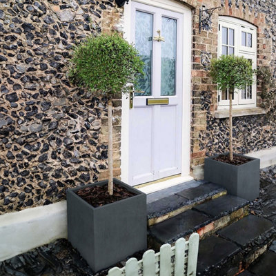 Set of 2 IDEALIST™ 60cm Large Square Planter Garden Planters, Dark Grey ...