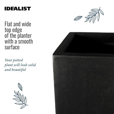 Set of 2 IDEALIST™ 60cm Tall Planter, Black Reinforced Stone Garden ...