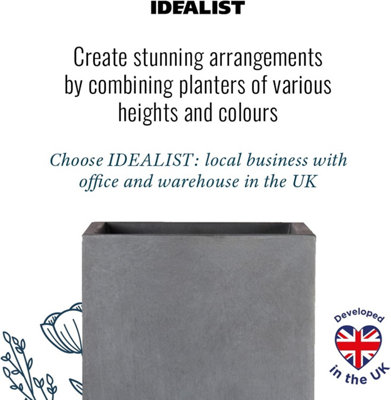 Set of 2 IDEALIST™ 60cm Tall Planter, Dark Grey Reinforced Stone ...