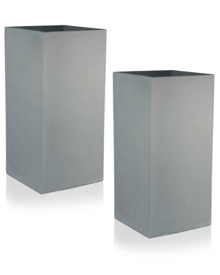 Set of 2 IDEALIST™ 60cm Tall Planter, Grey Reinforced Stone Garden Tall ...