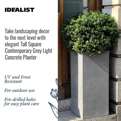 Set of 2 IDEALIST™ 60cm Tall Planter, Grey Reinforced Stone Garden Tall ...