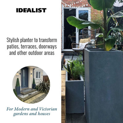 Set of 2 IDEALIST™ 60cm Tall Planter, Outdoor Plant Pots, Dark Grey ...
