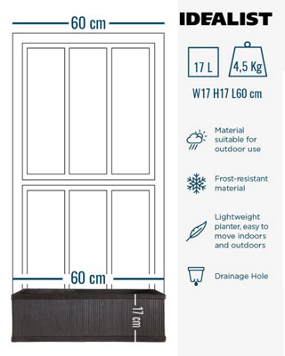 Set of 2 IDEALIST™ 60cm Window Box Garden Planters, Vintage Slate ...