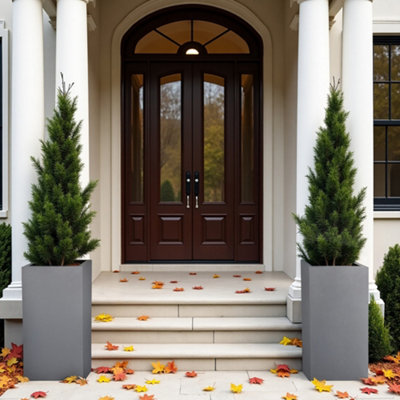 Set of 2 IDEALIST™ 70cm Tall Planter, Dark Grey Reinforced Stone Garden ...