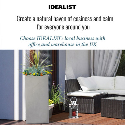 Set of 2 IDEALIST™ 80cm Tall Square Planter, Grey Reinforced Stone ...