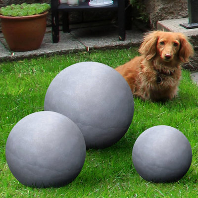 Set of 2 IDEALIST™ Grey Reinforced Stone Outdoor Concrete Effect Garden ...