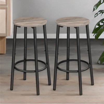 Set of 2 Industrial Bar Stools Greige