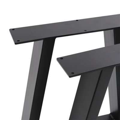 Set of 2 Industrial Black Metal Table Legs for Home and Office, 70cm L ...