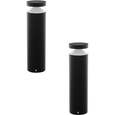Set of 2 IP44 Outdoor Black LED Pedestal Lights - Modern Cast Aluminium ...