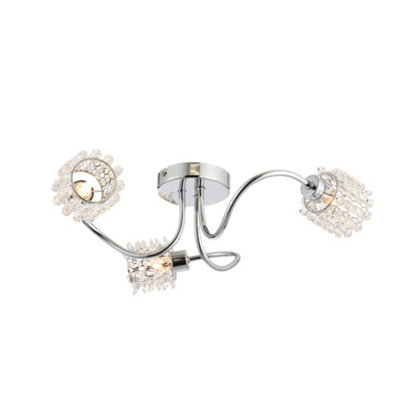 Set of 2 Katarina - 3 Way Ceiling Lights with Jewelled Glass Shades