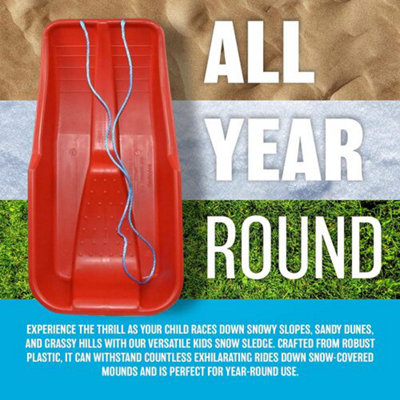 SET OF 2 KIDS HEAVY DUTY RED SNOW SLEDGES - FOR KIDS AND ADULTS, WINTER ...
