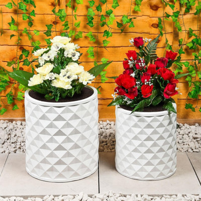 Set of 2 Large Handmade Round Plant Pots - Modern MgO Flower Planters ...